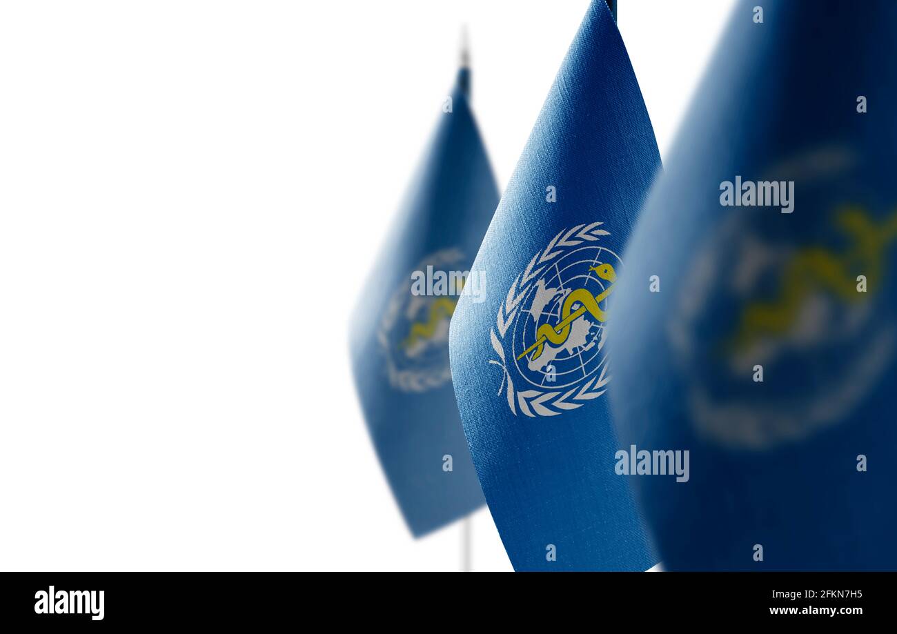 Set of World Health Organization WHO national flags on a white ...