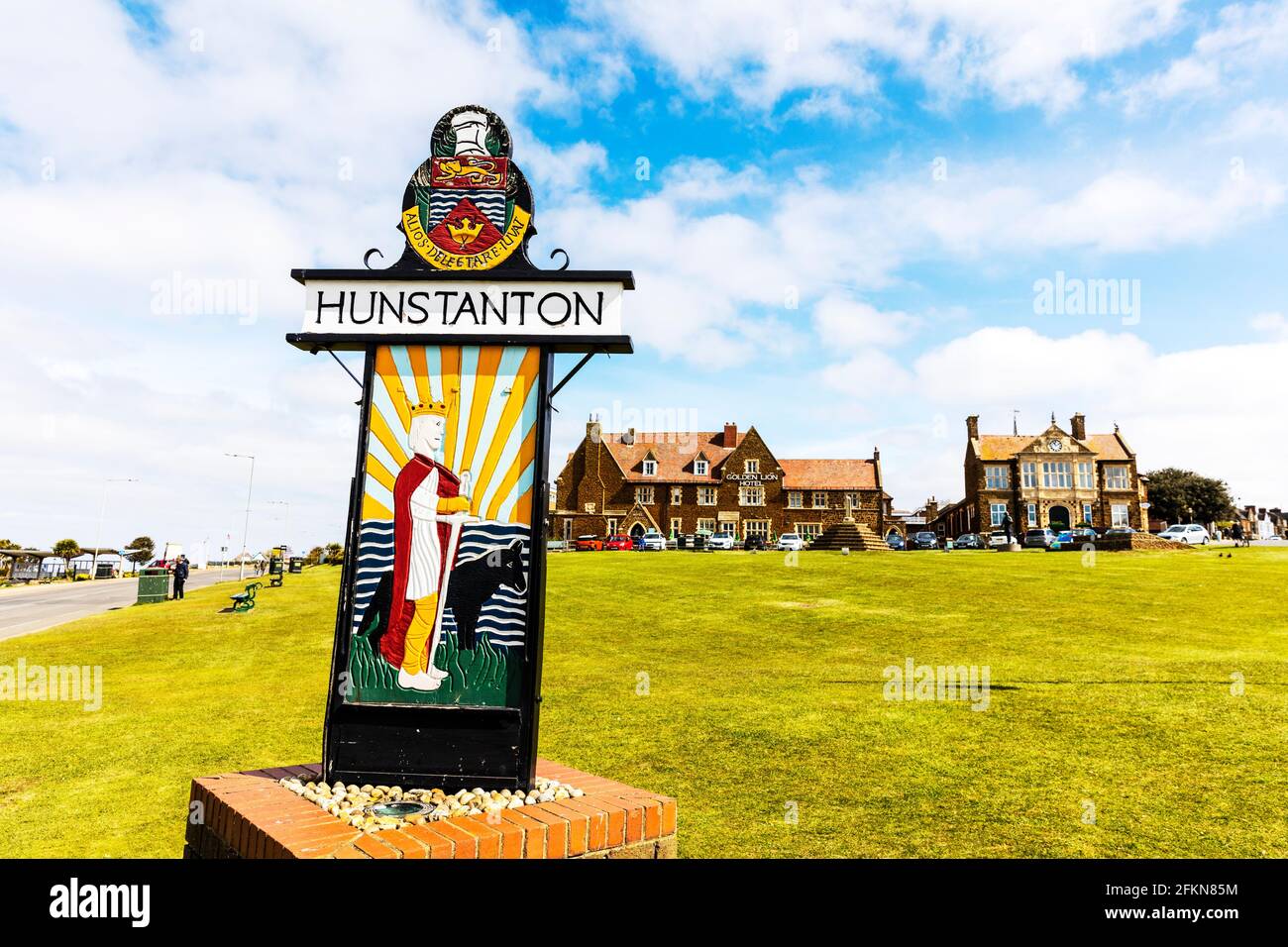 Hunstanton, Norfolk, UK, England, Hunstanton Town sign, Hunstanton sign ...