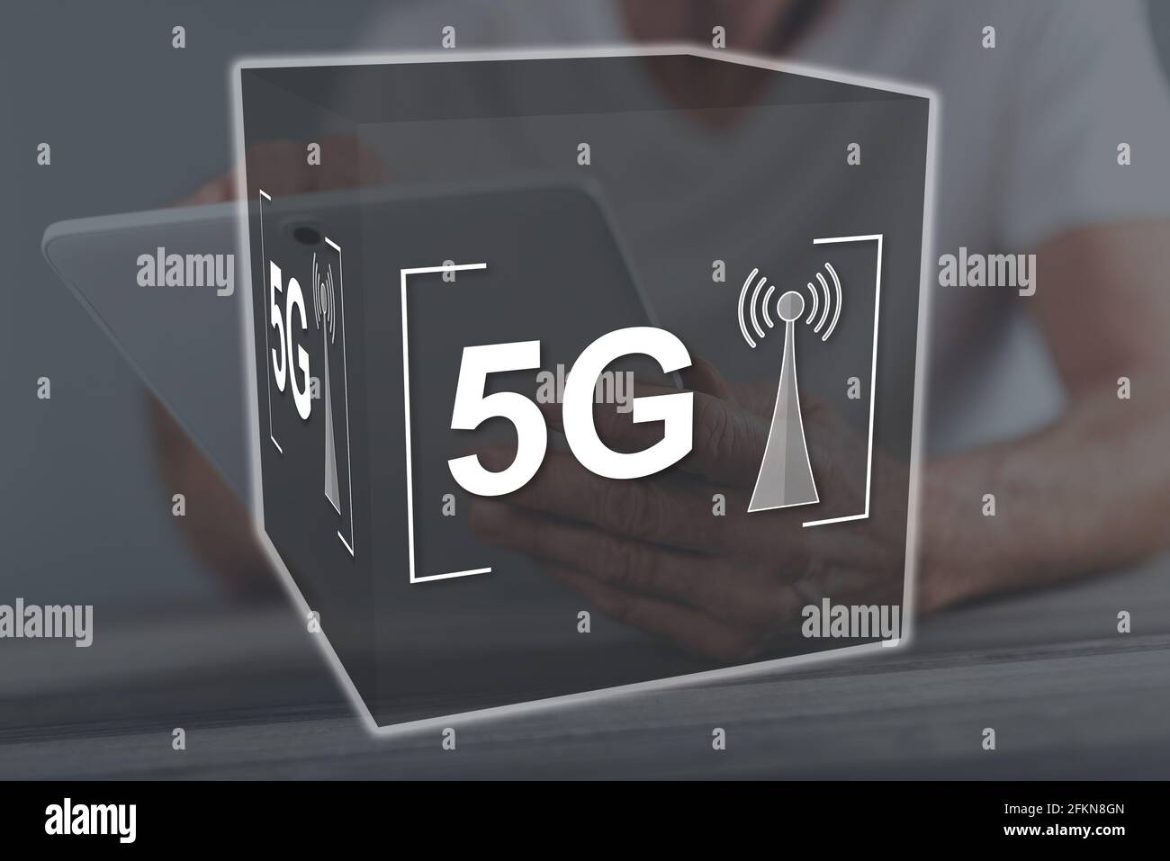 5g concept illustrated by a picture on background Stock Photo - Alamy