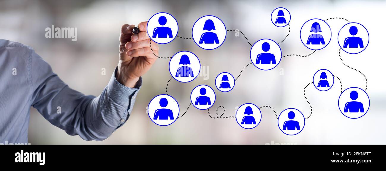 Man drawing a social network concept Stock Photo - Alamy