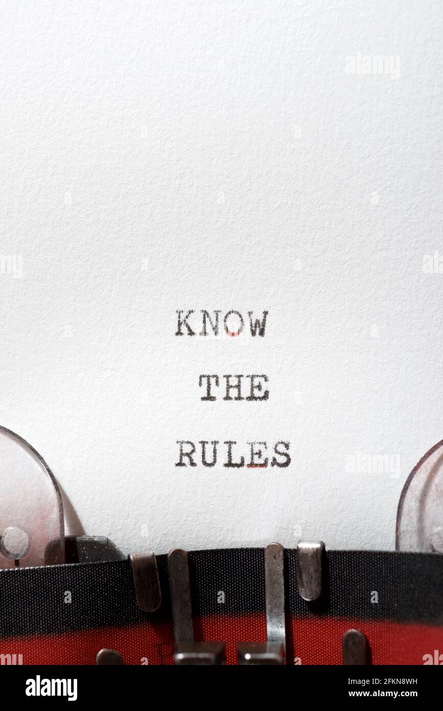 Know the rules word hi-res stock photography and images - Alamy