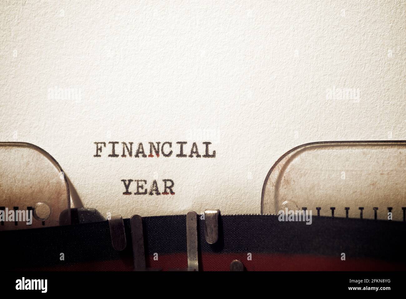 Financial year phrase written with a typewriter Stock Photo - Alamy