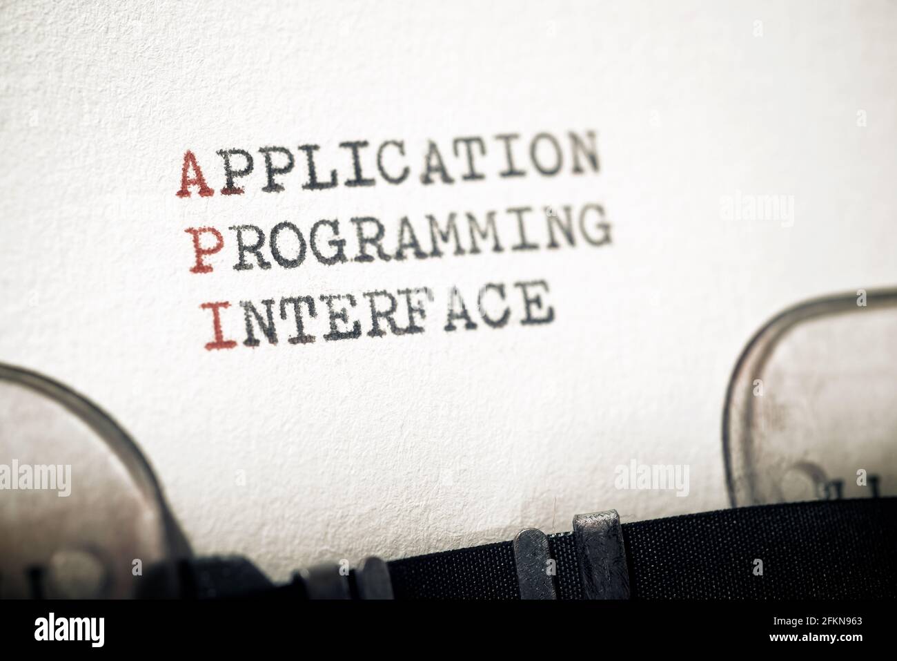Application programming interface phrase written with a typewriter ...