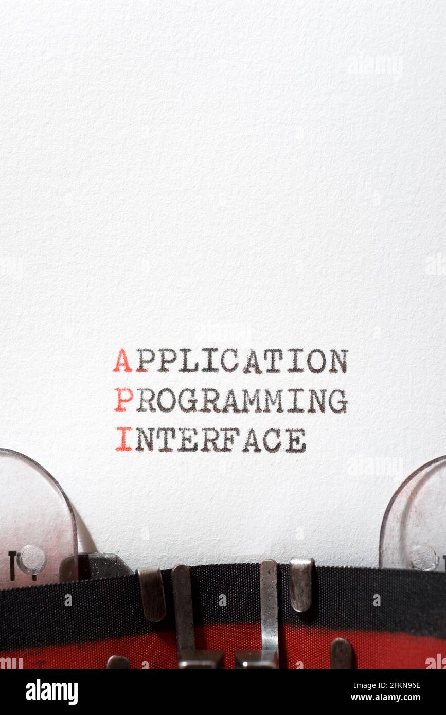 Application programming interface phrase written with a typewriter ...