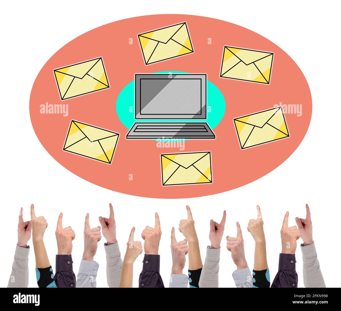 Email concept on white background pointed by several fingers Stock ...