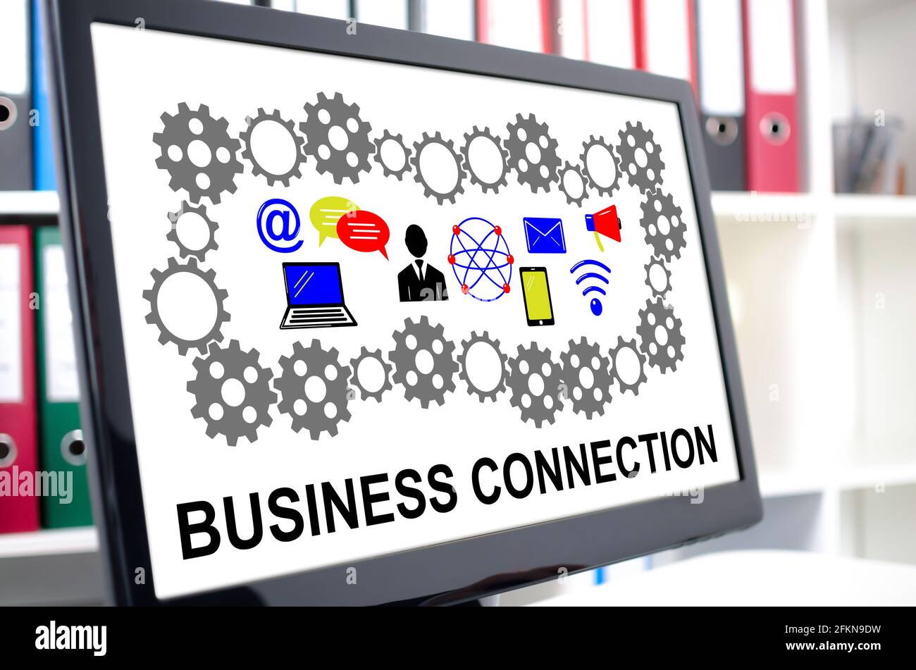 Business connection concept shown on a computer screen Stock Photo - Alamy