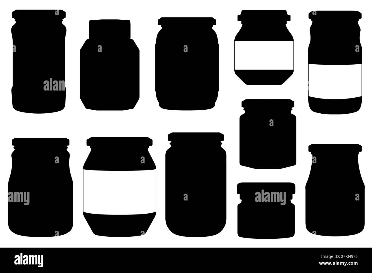 Set of different jars illustration isolated on white Stock Photo - Alamy