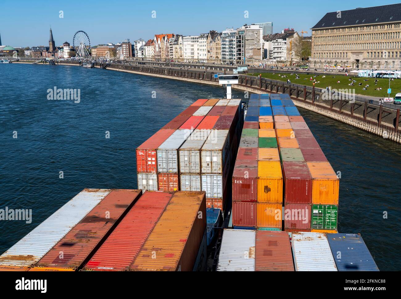 Container cargo ship, Milliennium II, as a Coupling, on the Rhine, on ...