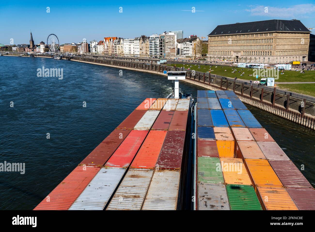 Container cargo ship, Milliennium II, as a Coupling, on the Rhine, on ...