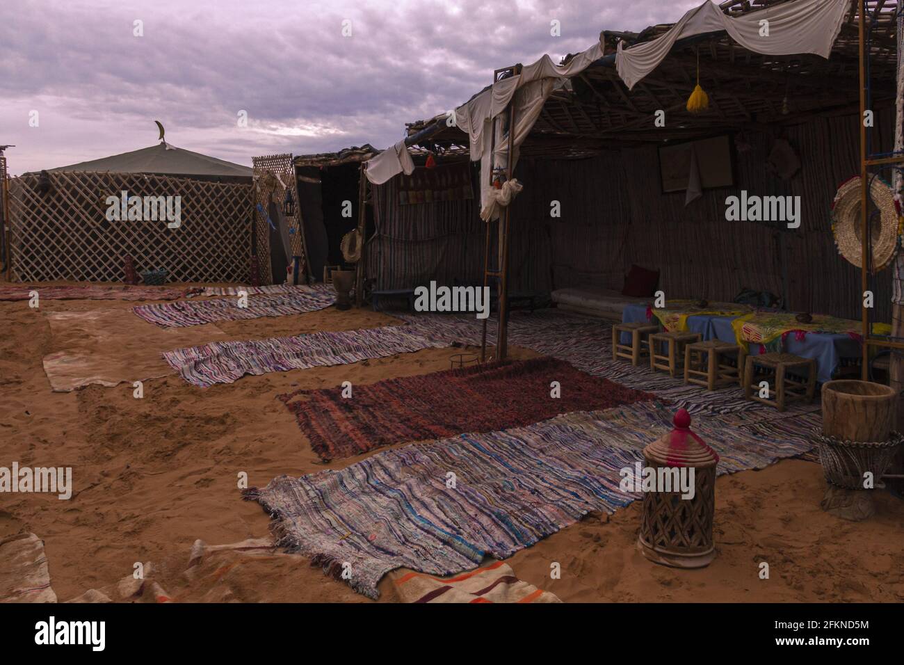 Closeup of Berber tents set up at the Sahara desert in Morocco Stock ...