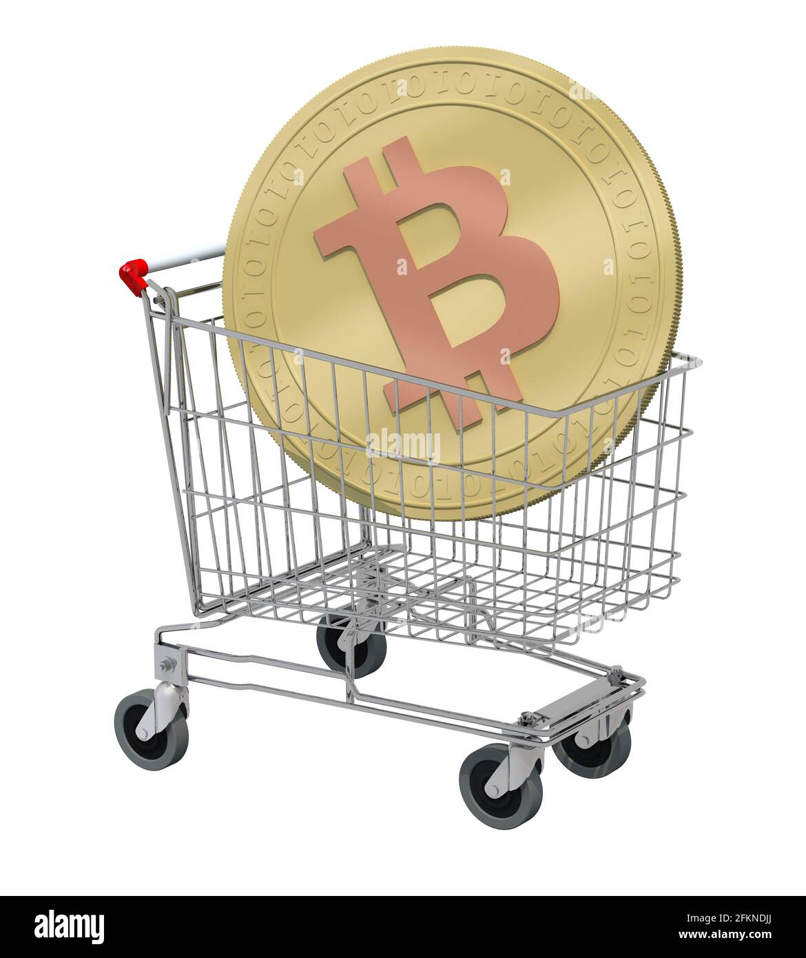 shopping cart with bitcoin isolated on white background 3d illustration ...