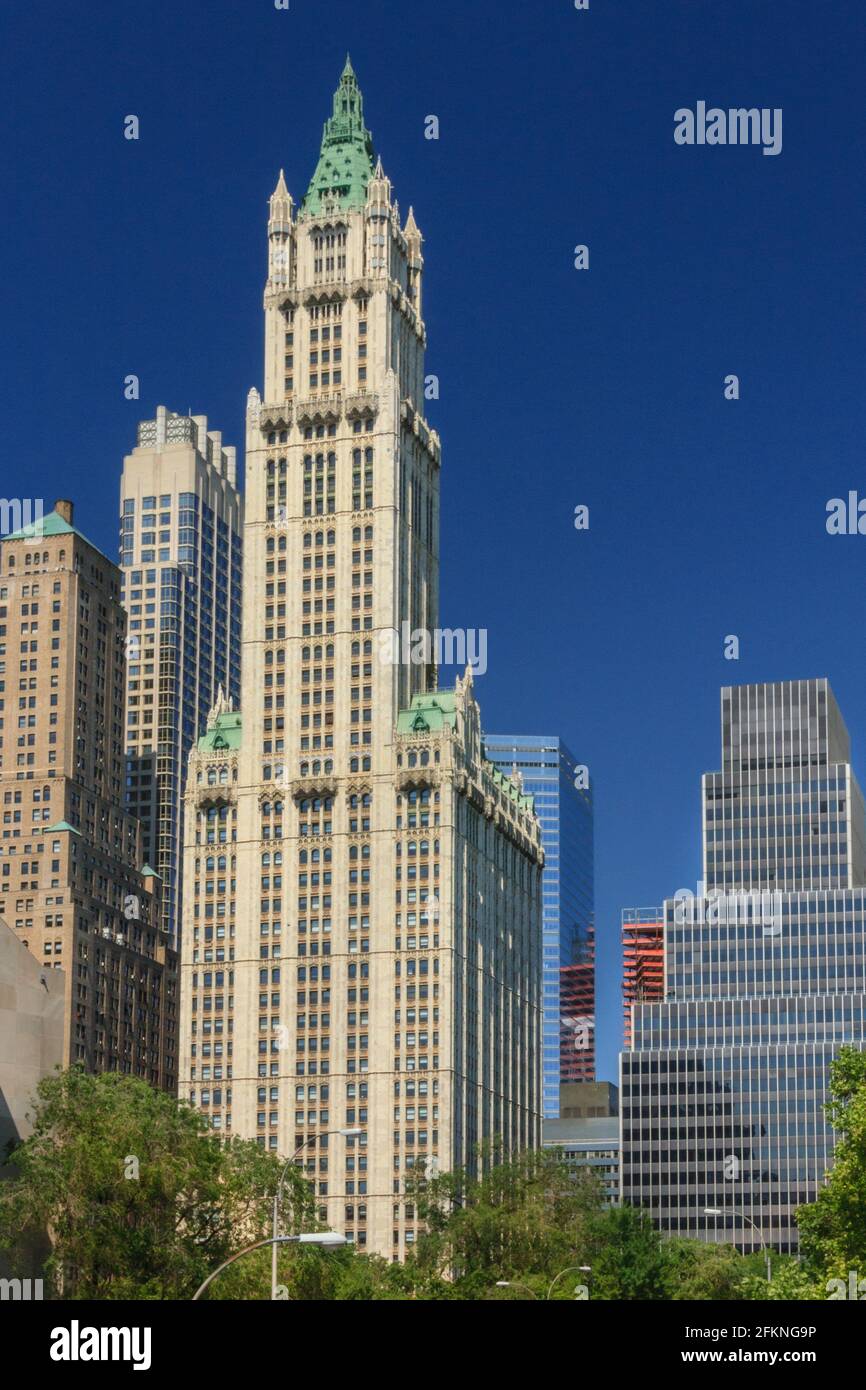 The Woolworth Building, art deco skyscraper on Broadway, New York City ...