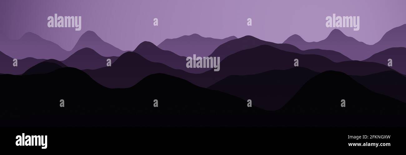 design purple mountains ridges natural mountainscape - panorama digital ...
