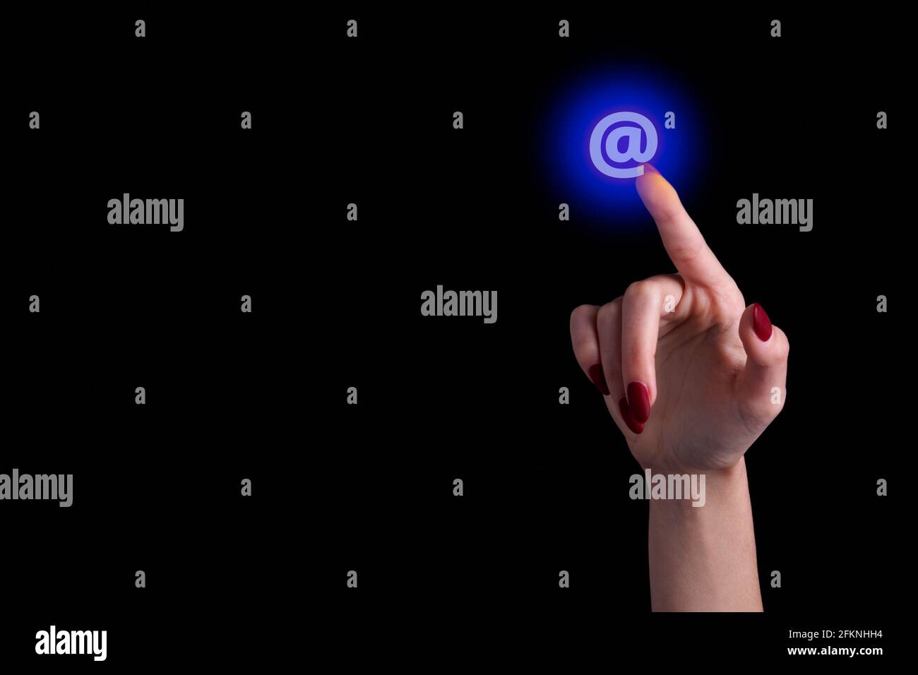 female finger touching email icon Stock Photo - Alamy