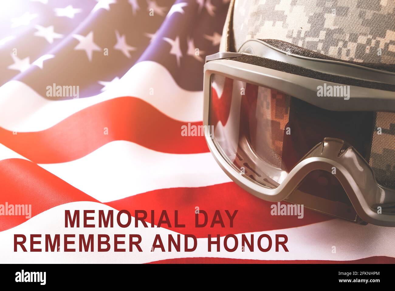 US Army kevlar combat helmet, camo cover, tactical goggles, USA flag ...