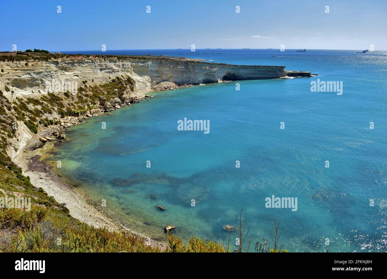 DELIMARA, MARSAXLOKK, MALTA - Sep 10, 2015: White cliffs Delimara Malta ...