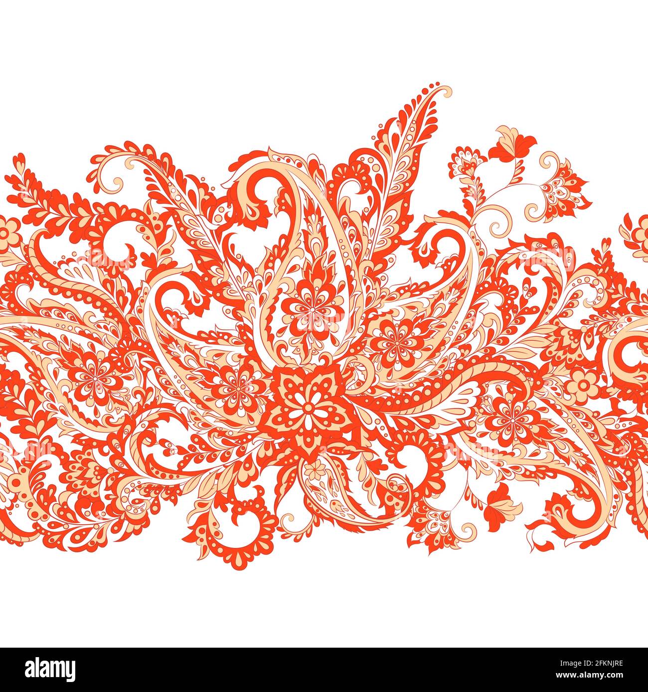 Paisley seamless border pattern. Vector ethnic ornament Stock Vector ...