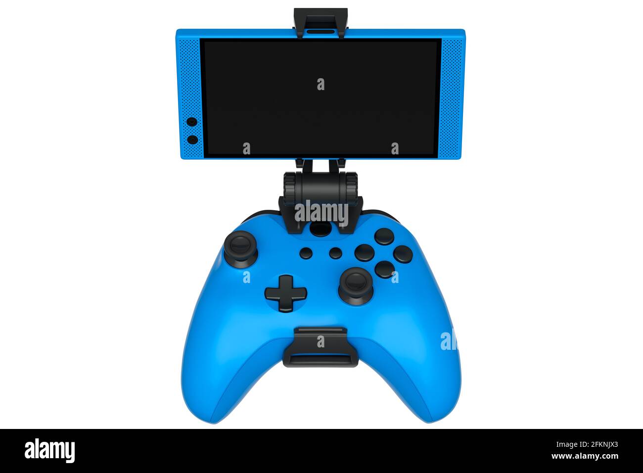 Realistic blue joystick for playing games on a mobile phone on white ...