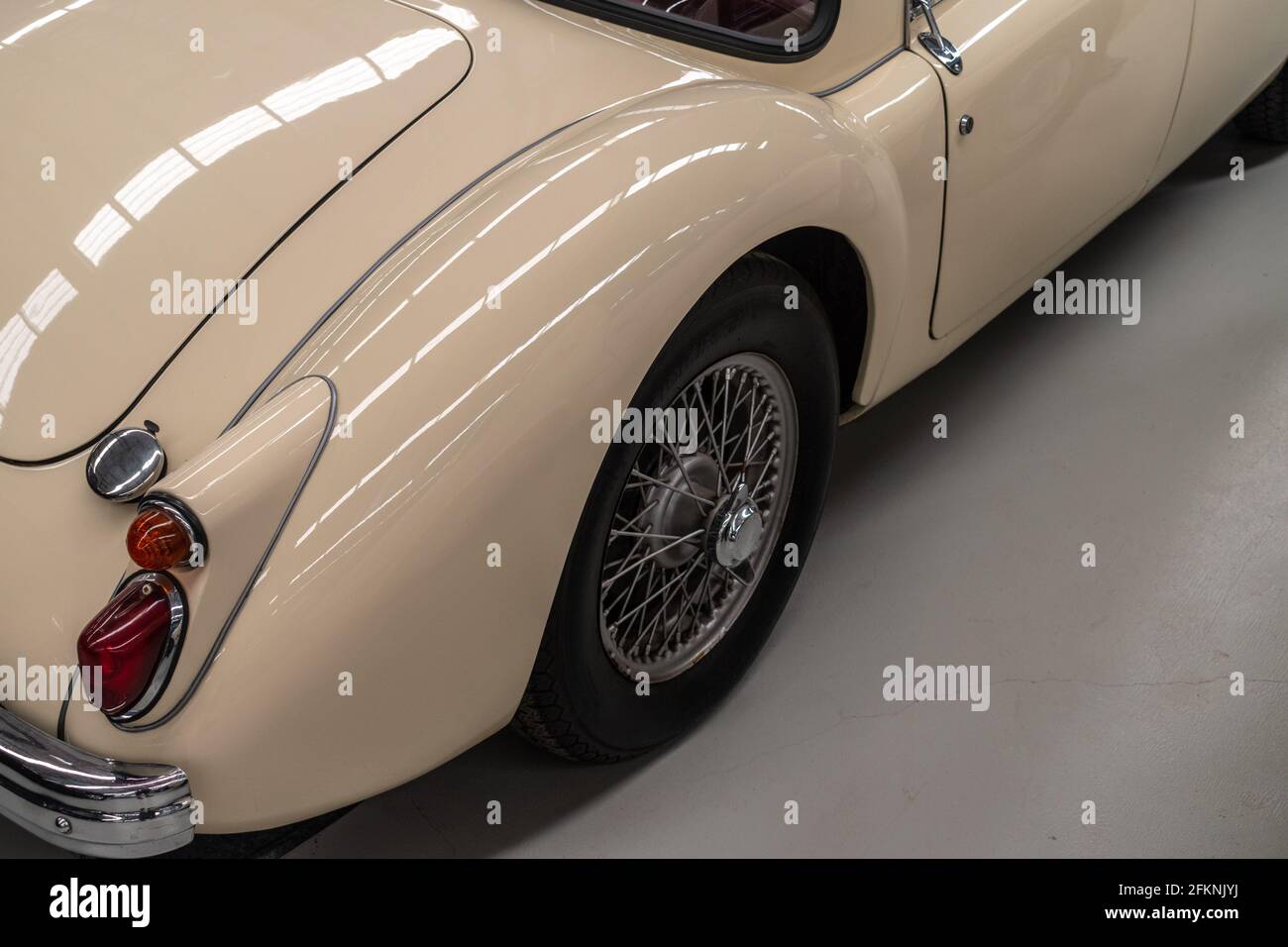 Rear fender of an E-type Jaguar car on display at the National ...