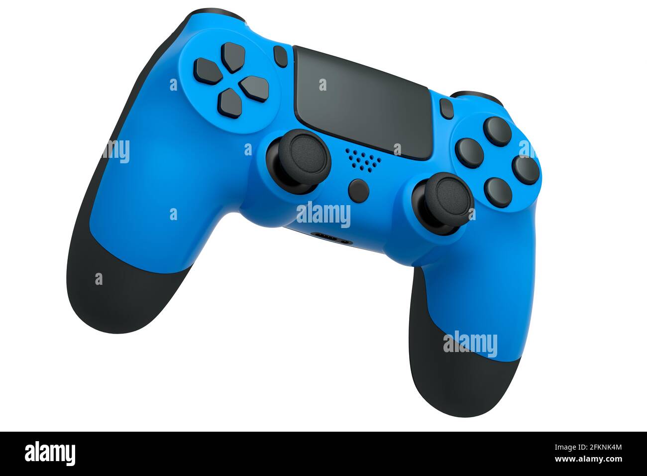 Realistic blue video game controller on white background Stock Photo ...