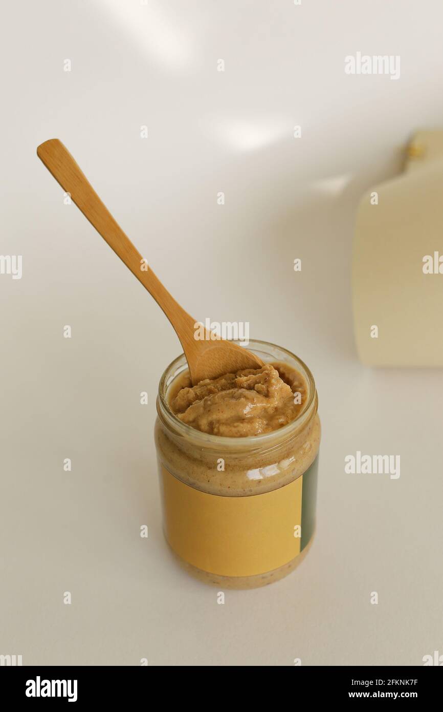 Texture close up Almond Butter or Peanut butter Stock Photo - Alamy
