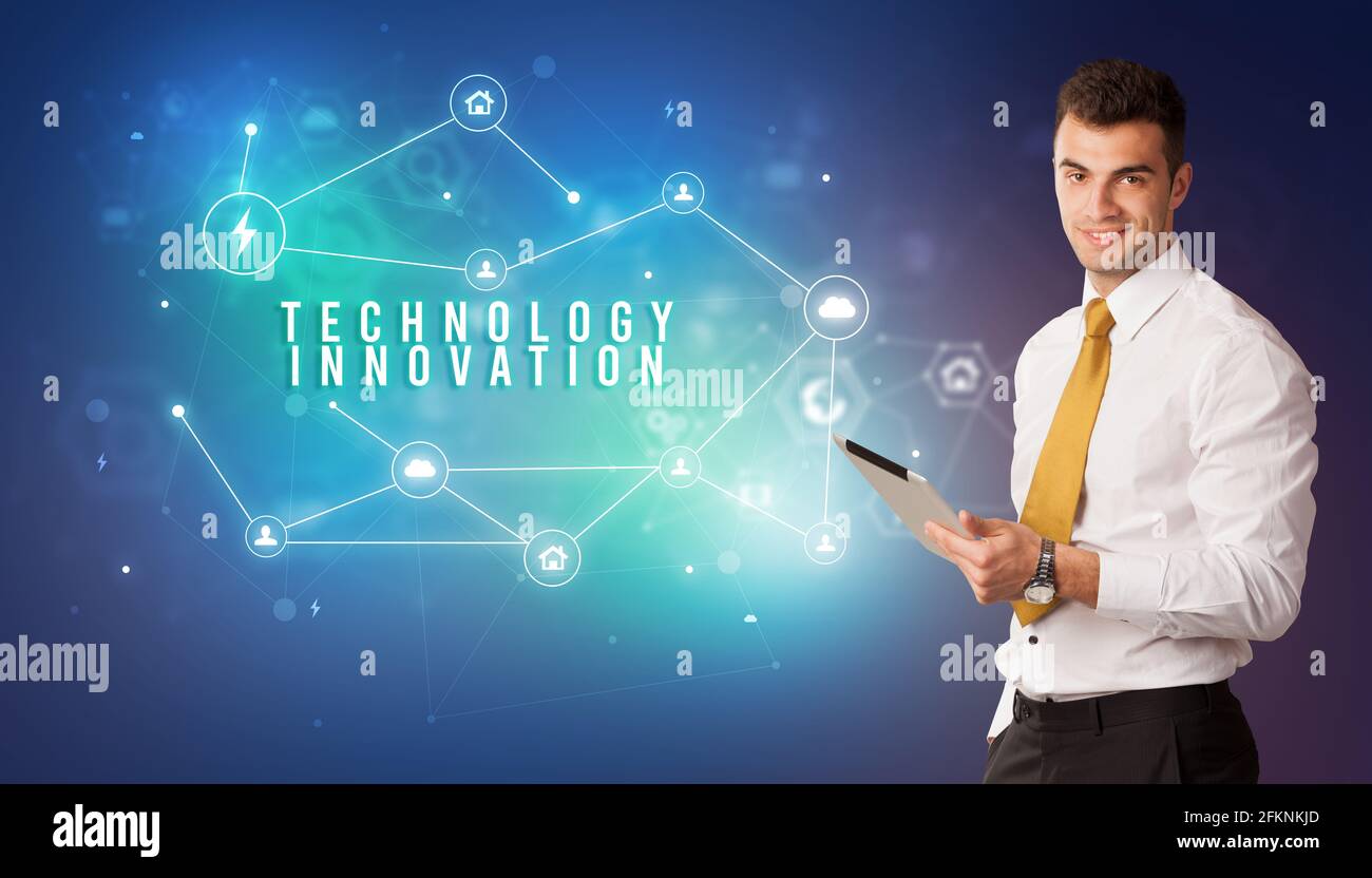 Businessman thinking about technology concept Stock Photo - Alamy