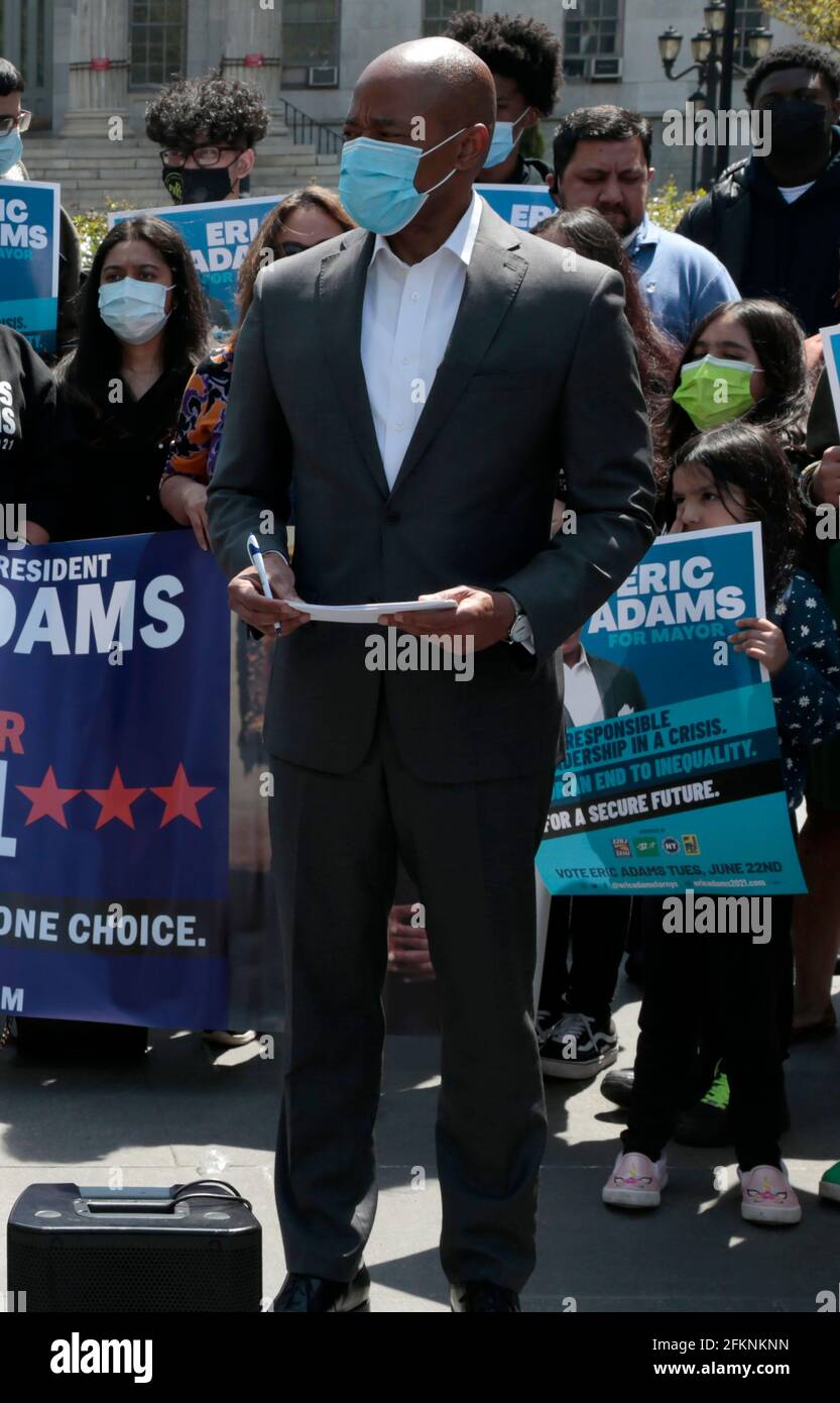 Brooklyn, NY, USA. 2nd May, 2021. New York City Mayoral Candidate Eric ...