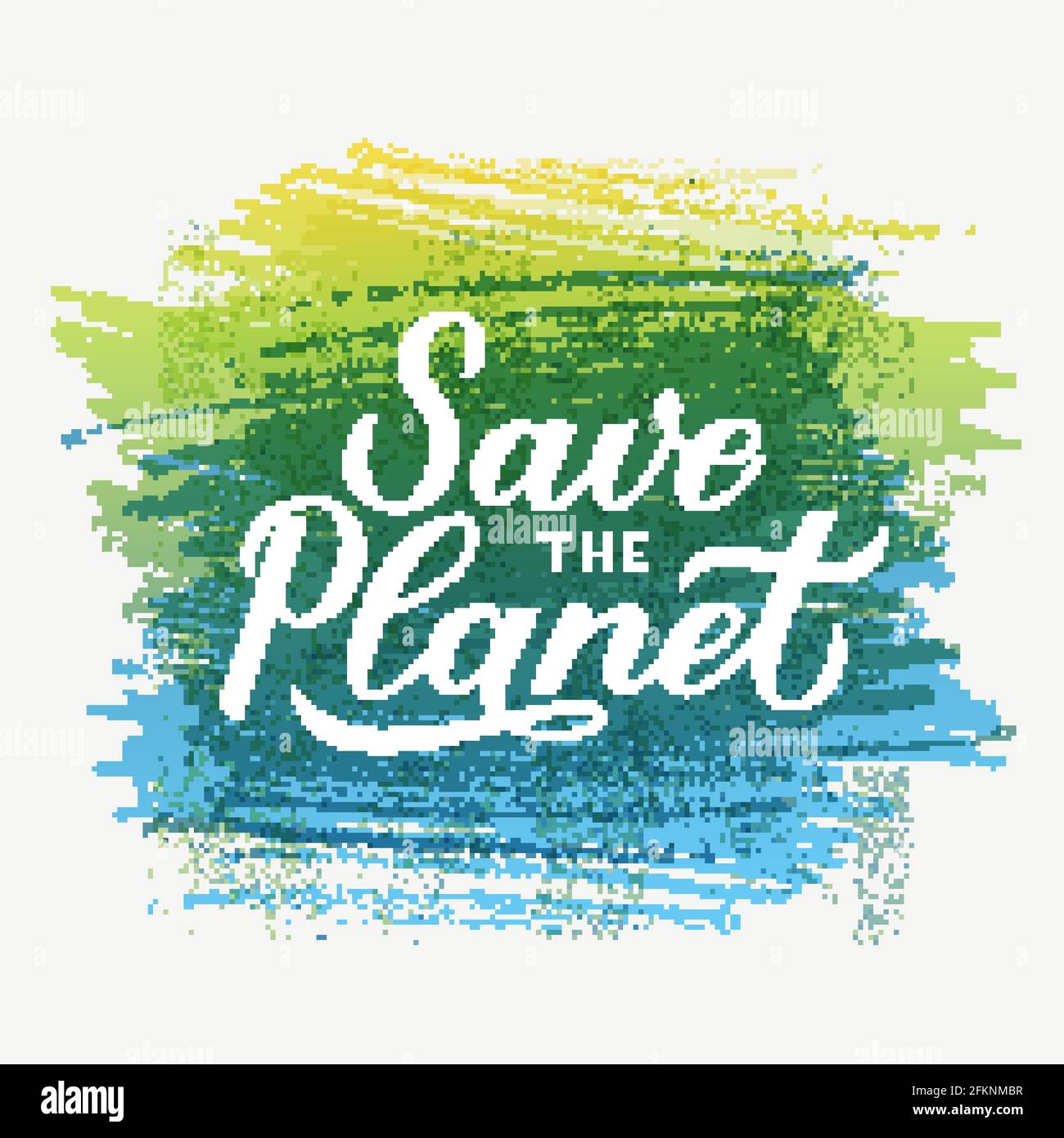 Save the Planet calligraphy lettering on colorful brush stroke ...