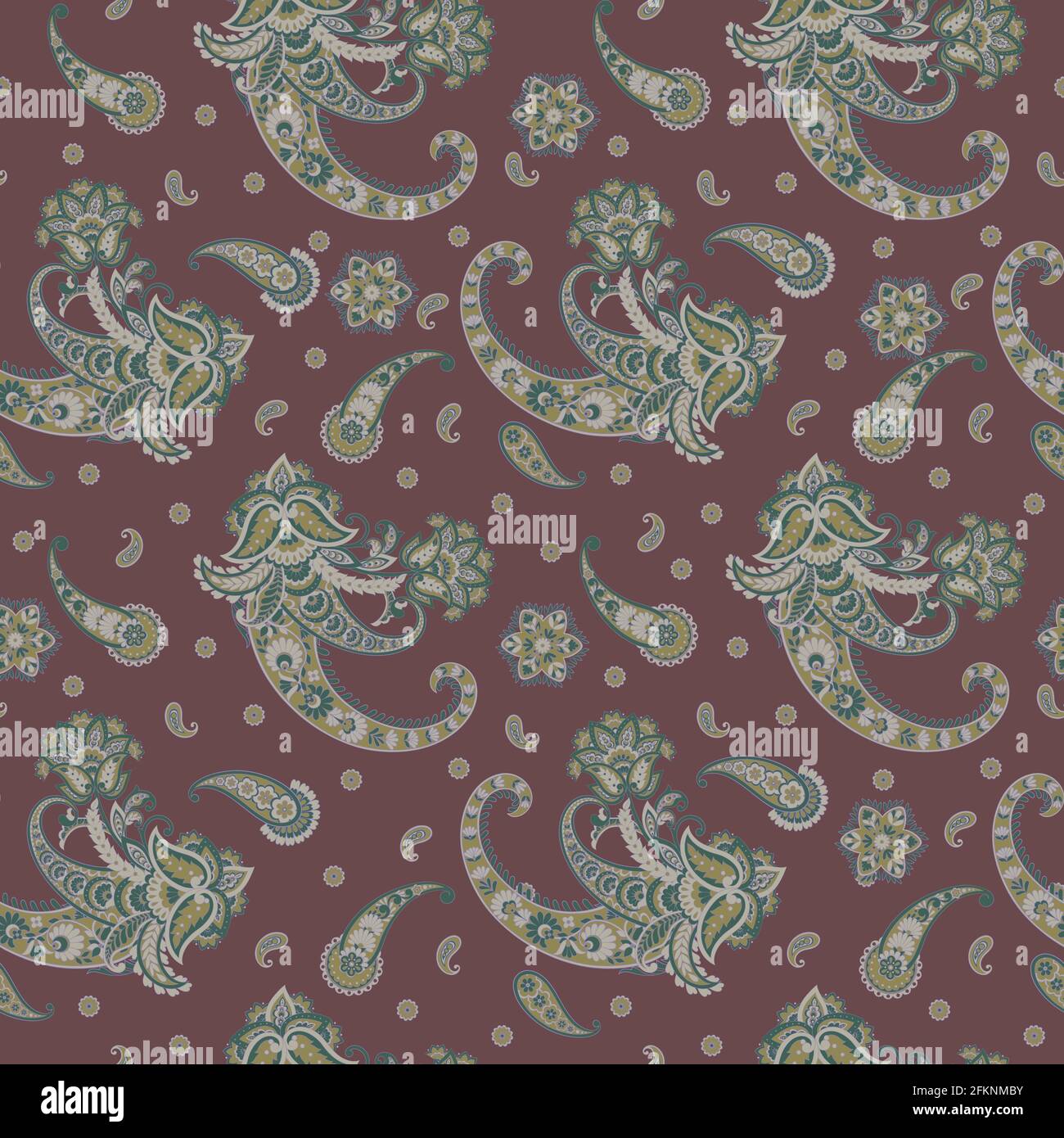 Paisley Vector Pattern. Seamless Floral Textile Background Stock Vector ...