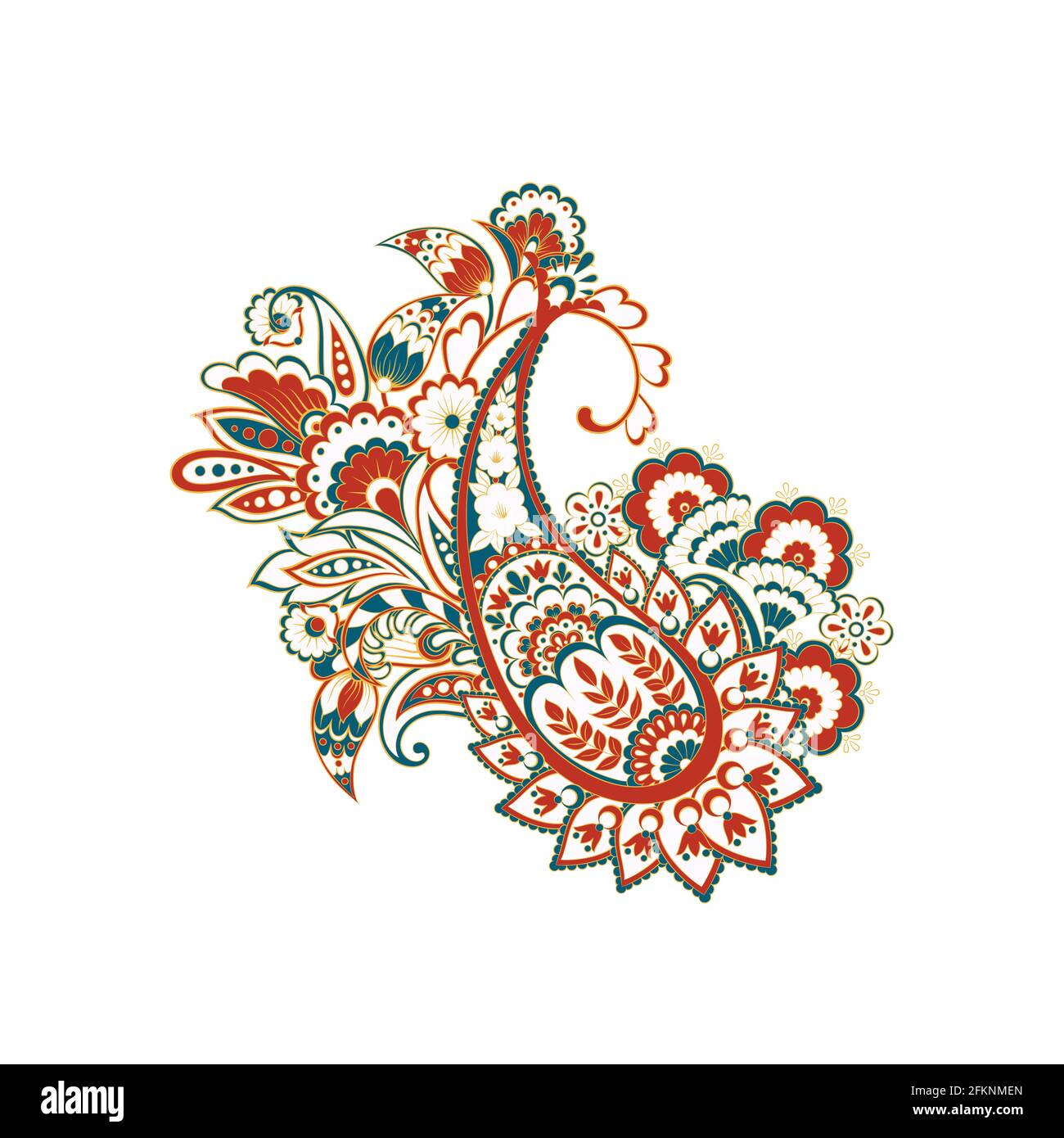 Floral Paisley colorful vector ornament. Isolated Pattern Stock Vector ...