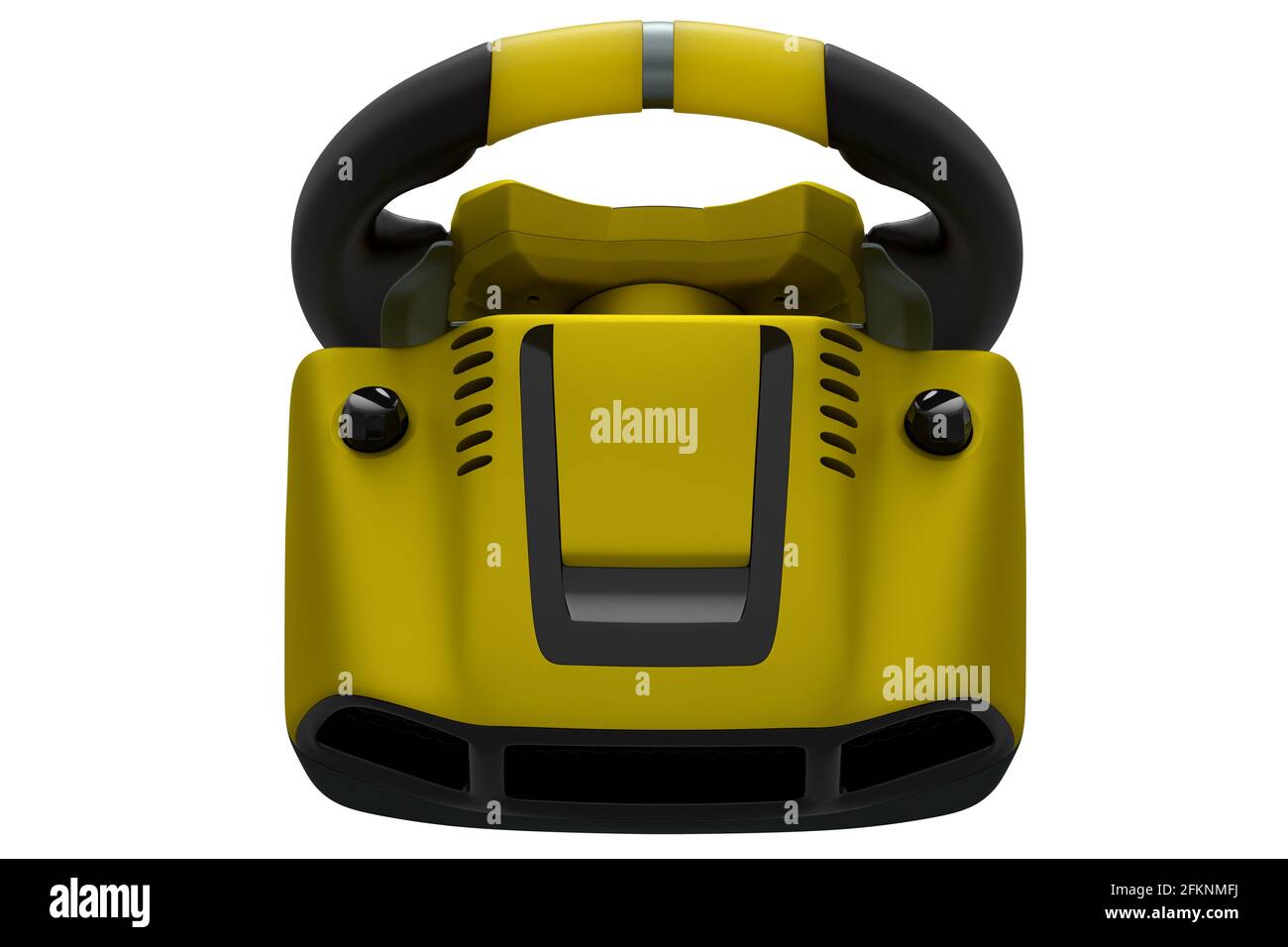 Realistic leather steering wheel isolated on a white background back ...