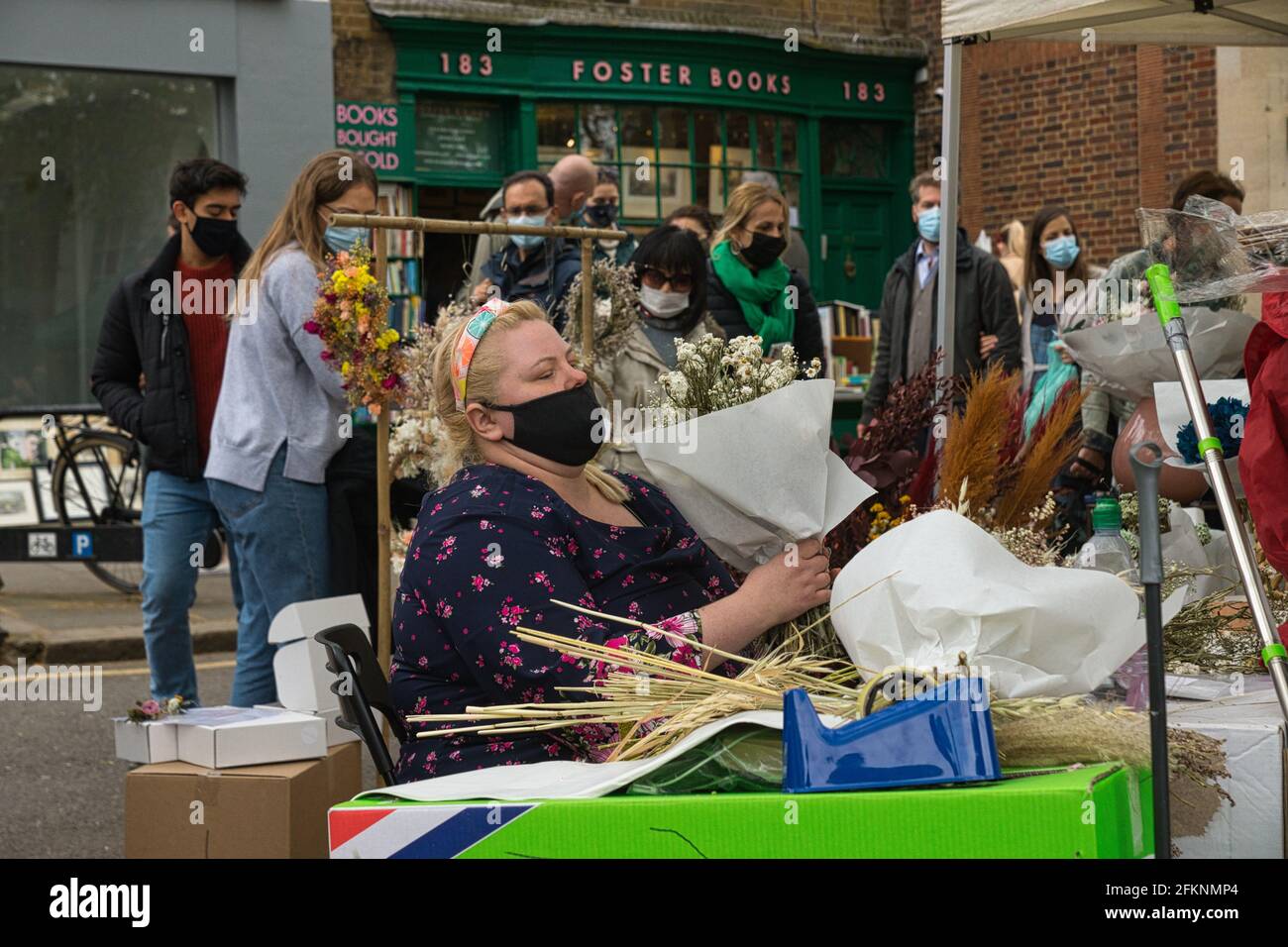 London, UK. 2nd May, 2021. Chiswick's monthly Sunday flower market ...
