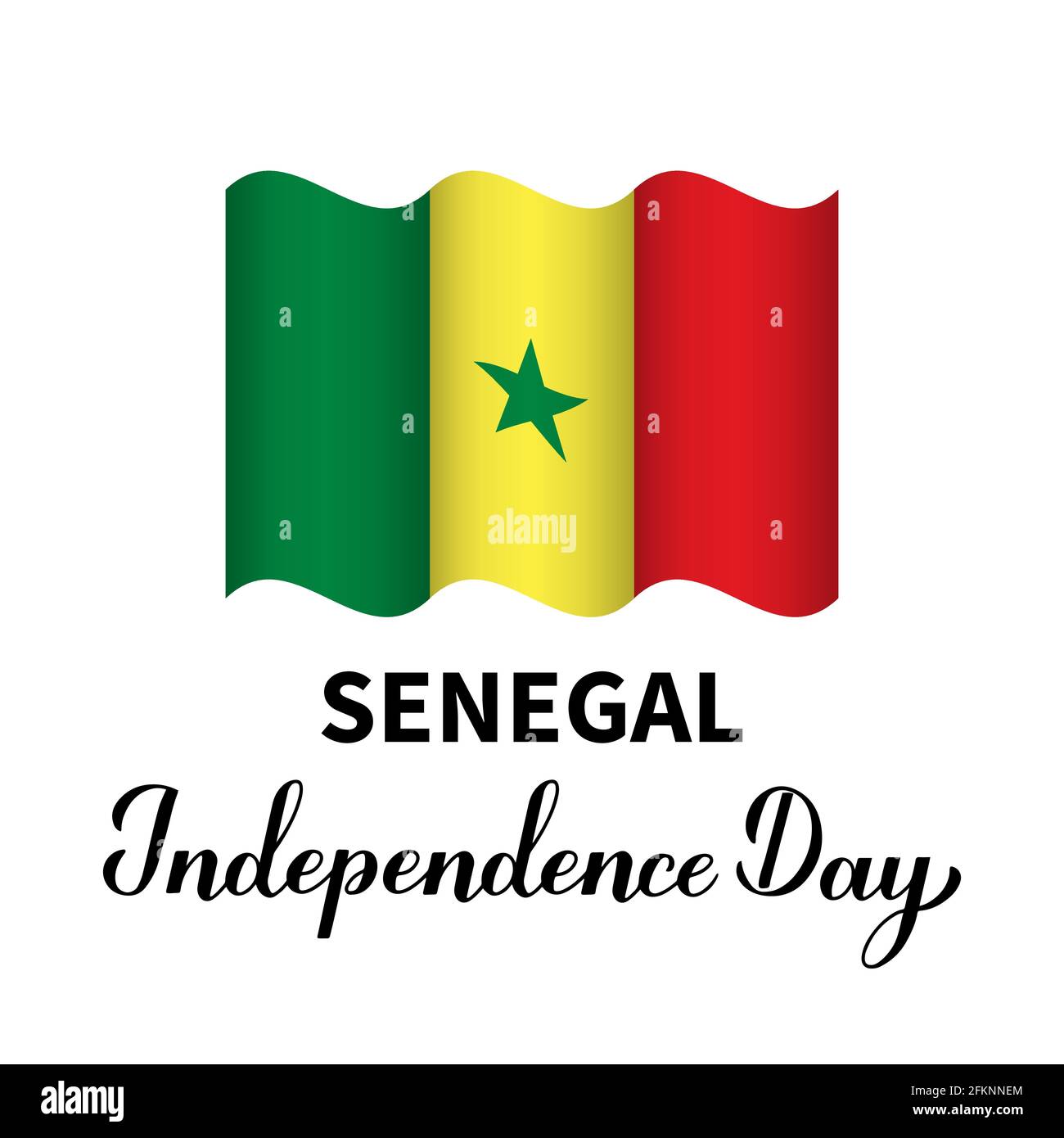 Senegal Independence Day lettering with flag. National holiday ...