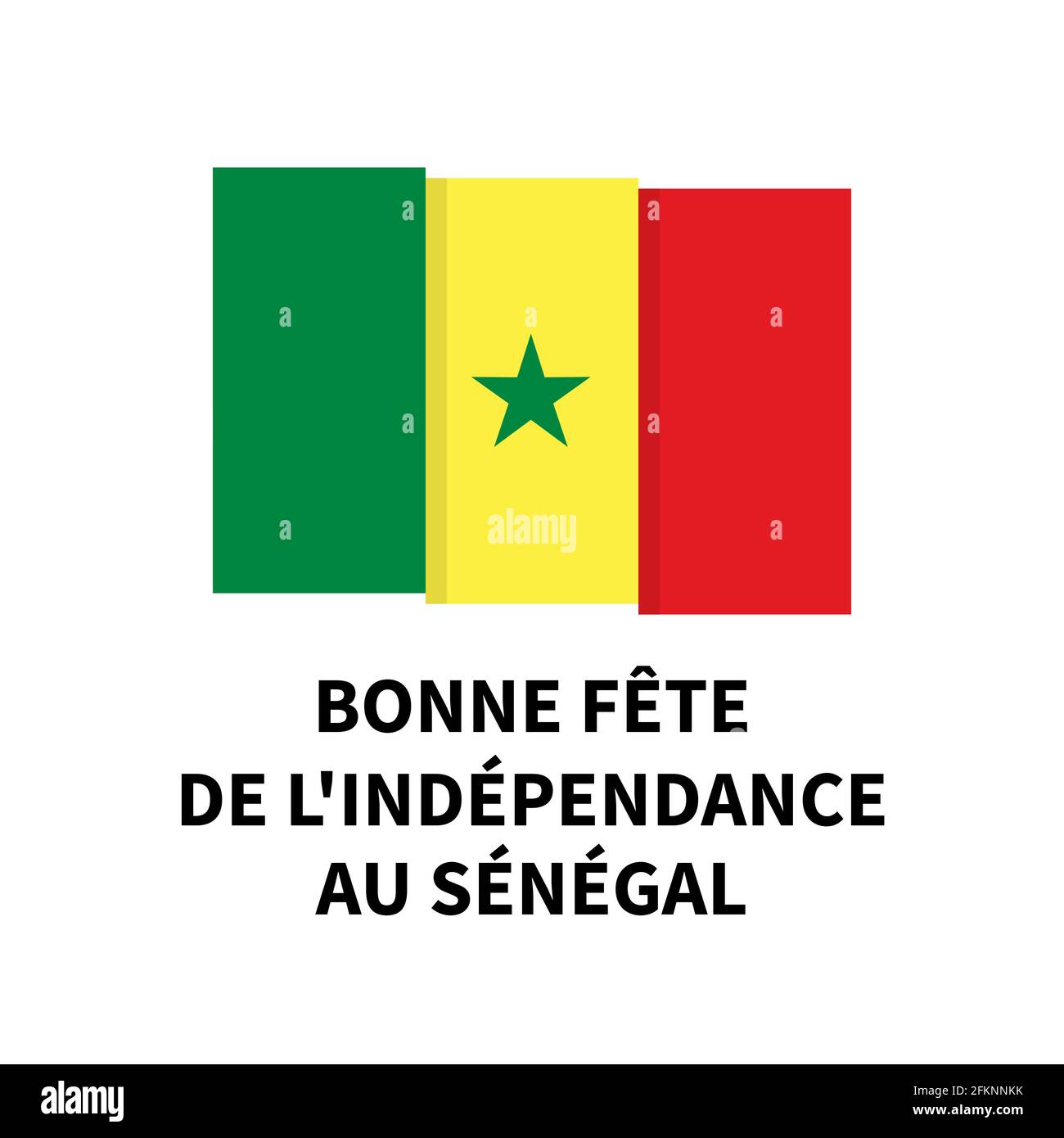 Senegal Independence Day lettering in French with flag. National ...