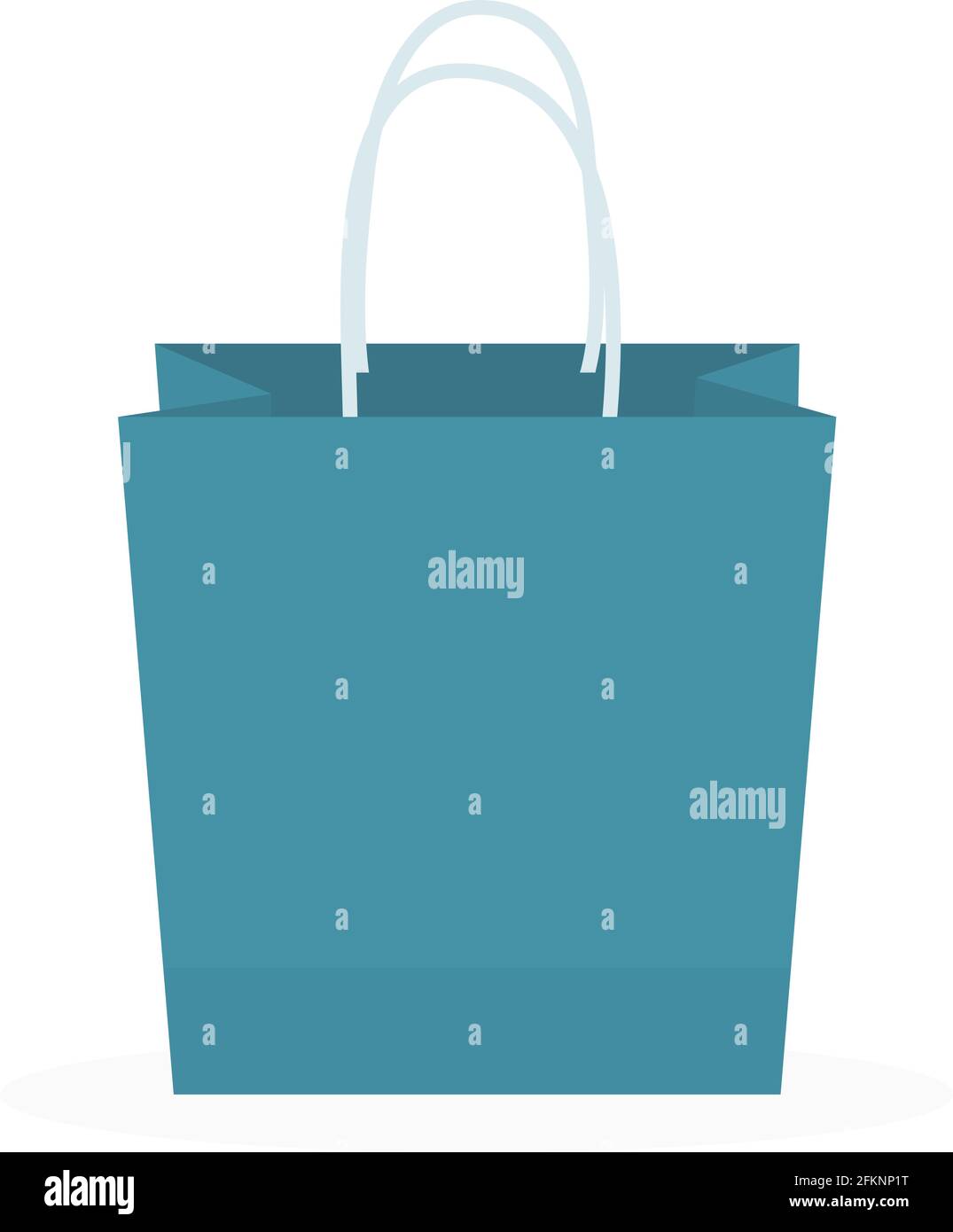 Blue paper shopping bag icon isolated on white background. Flat style ...