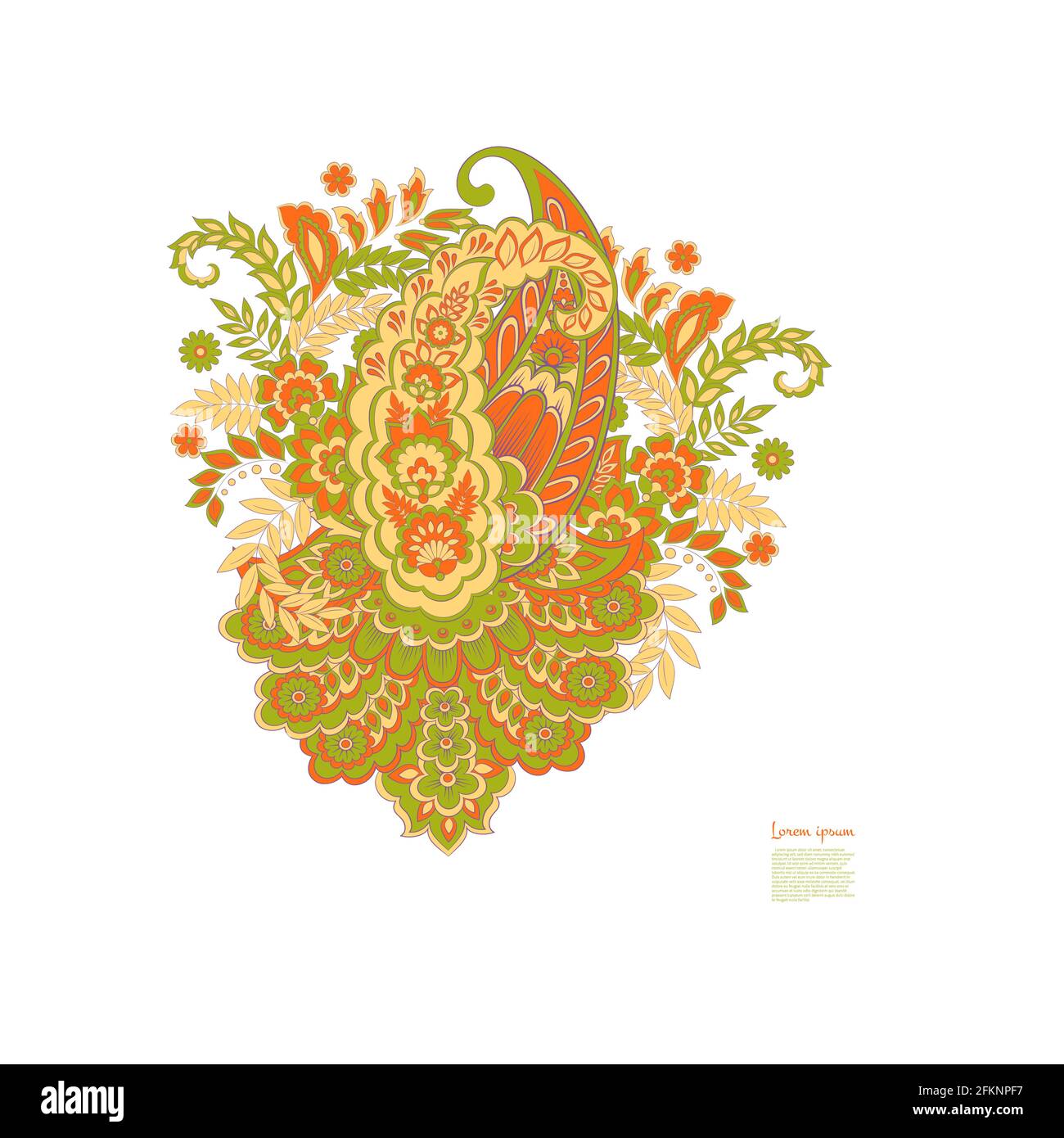 Paisley vector isolated pattern. Vintage floral illustration in batik ...