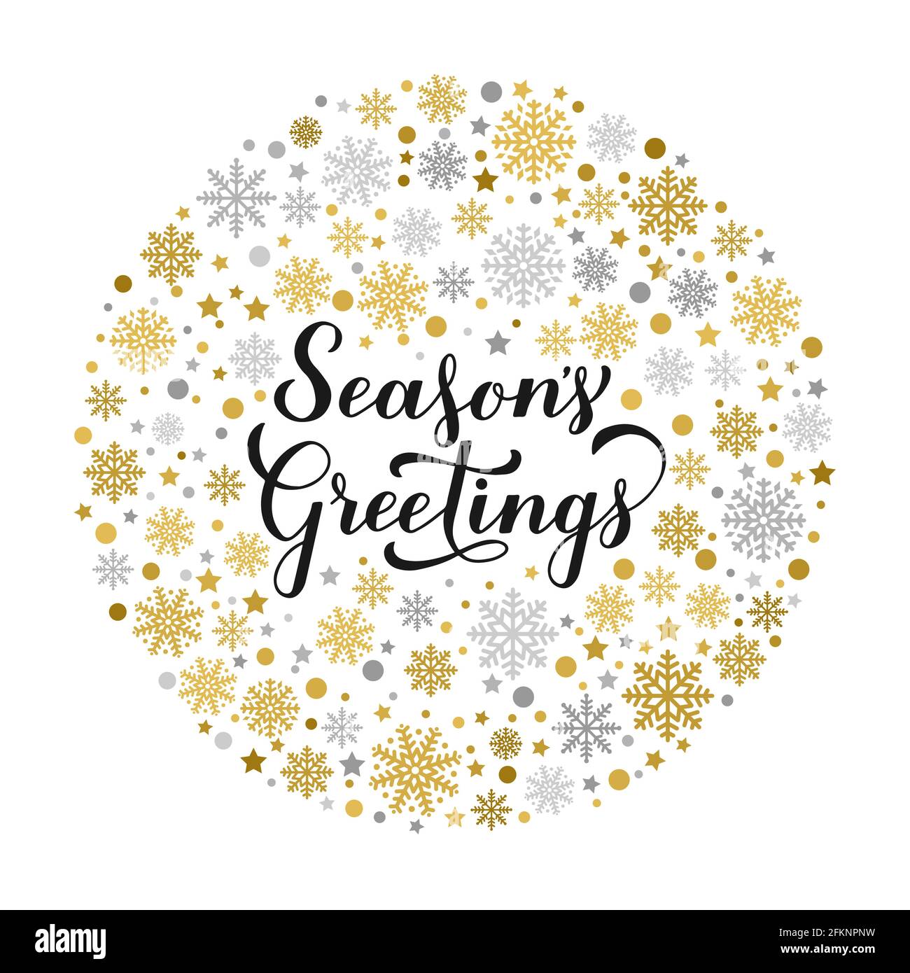 Season s Greetings calligraphy hand lettering with gold and silver ...