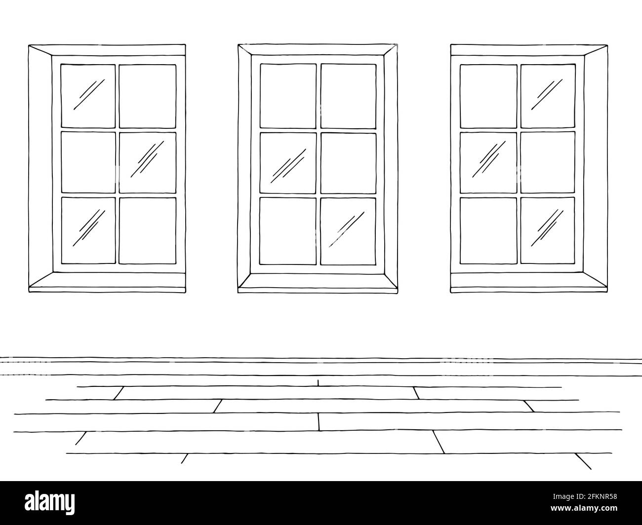 Room graphic black white home interior sketch illustration vector Stock ...