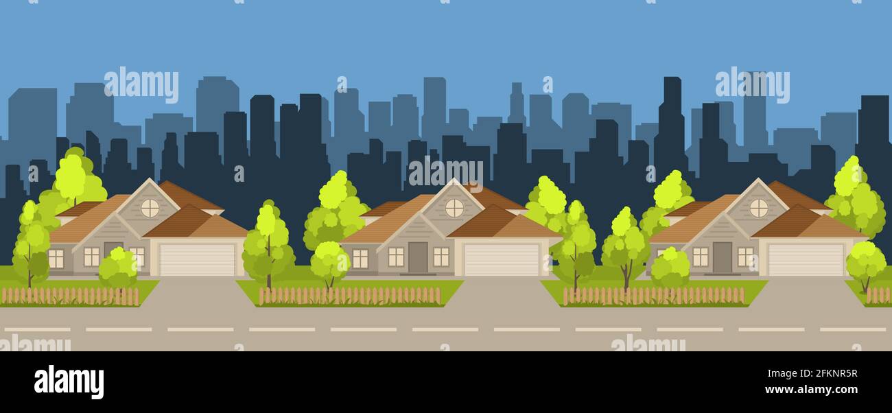Suburb. Residential buildings Stock Vector Image & Art - Alamy