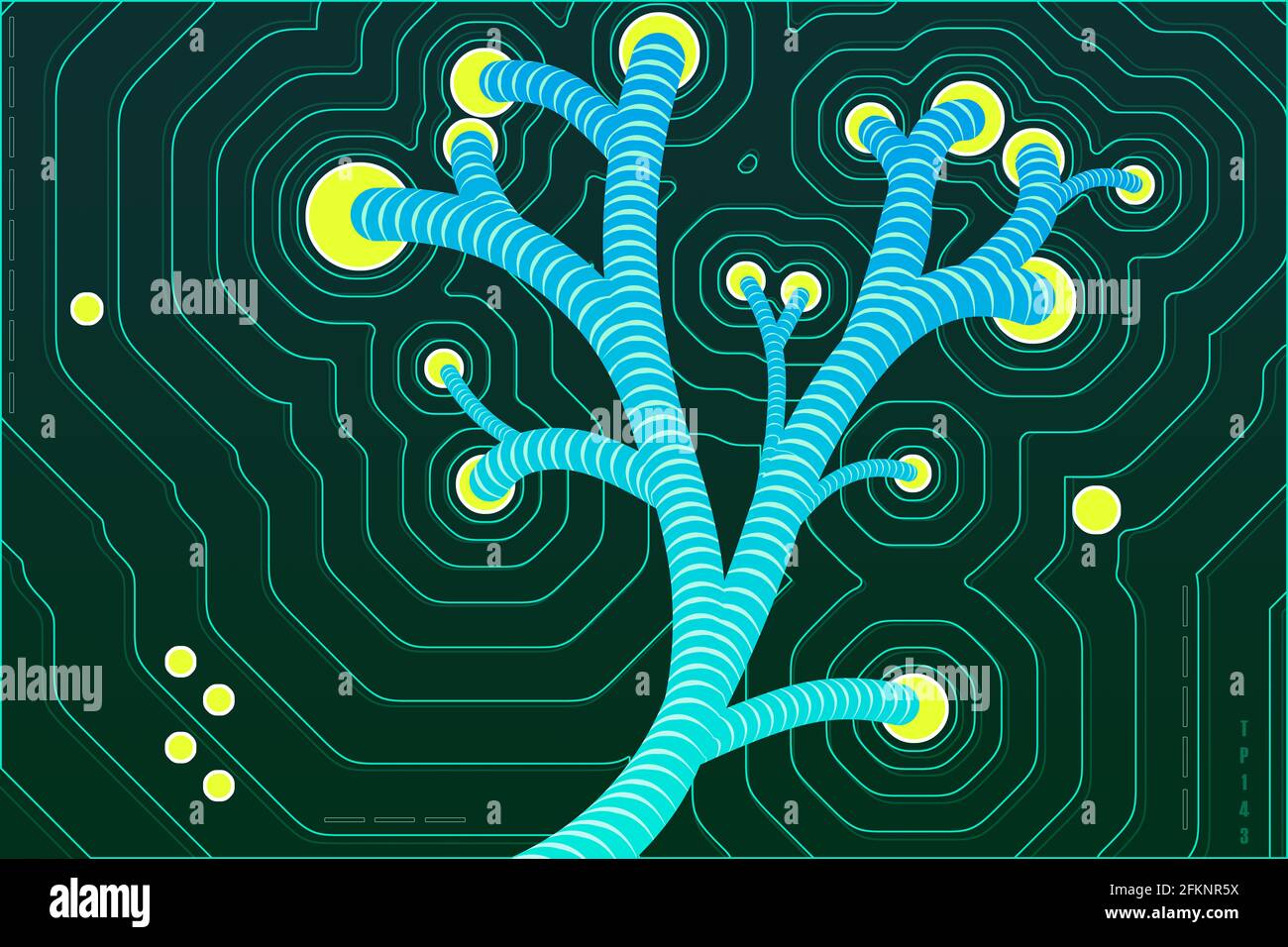 Colorful abstract art piece that shows an designed environment and ...