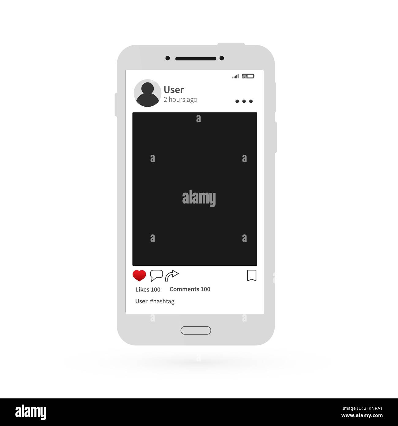 Social media photo frame template. Mobile phone isolated on white ...