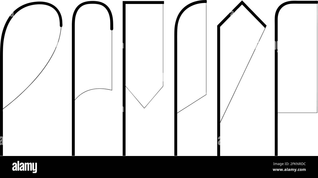 Collection of different advertising beach flags isolated on white Stock ...