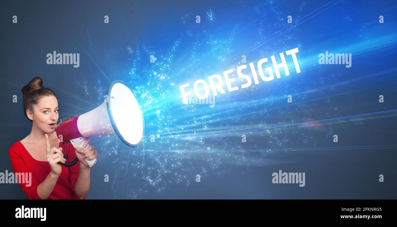 Young person shouting in loudspeaker Stock Photo - Alamy