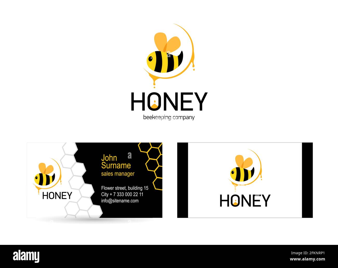 Merry bee. Abstract creative business card template. Modern bright ...