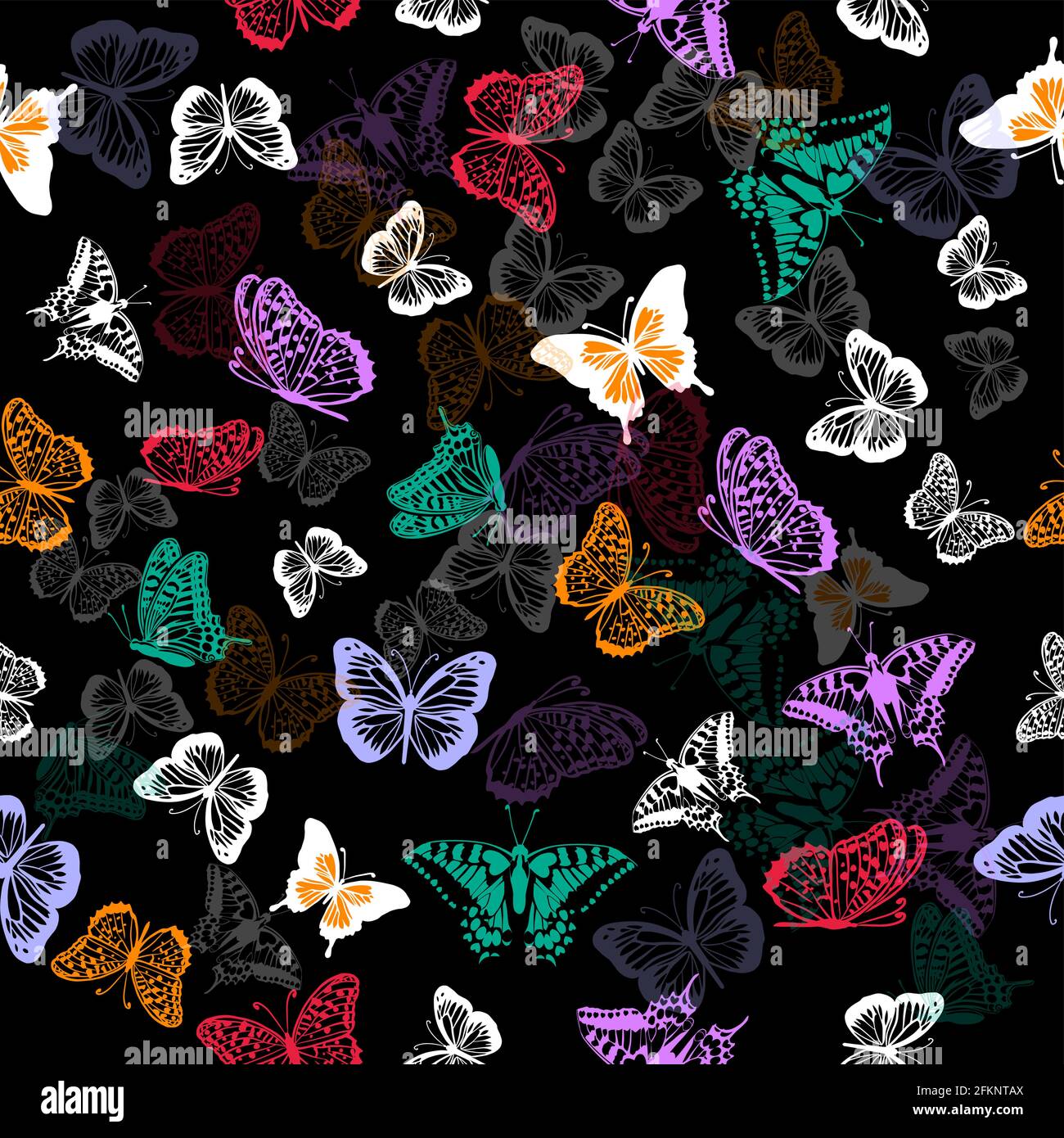 Seamless pattern butterflies vector Stock Vector Images - Alamy