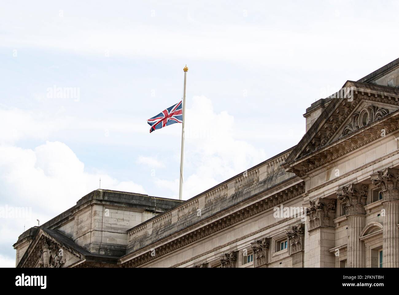 Flag flies at half mast over Buckingham Palace in Central London, after ...