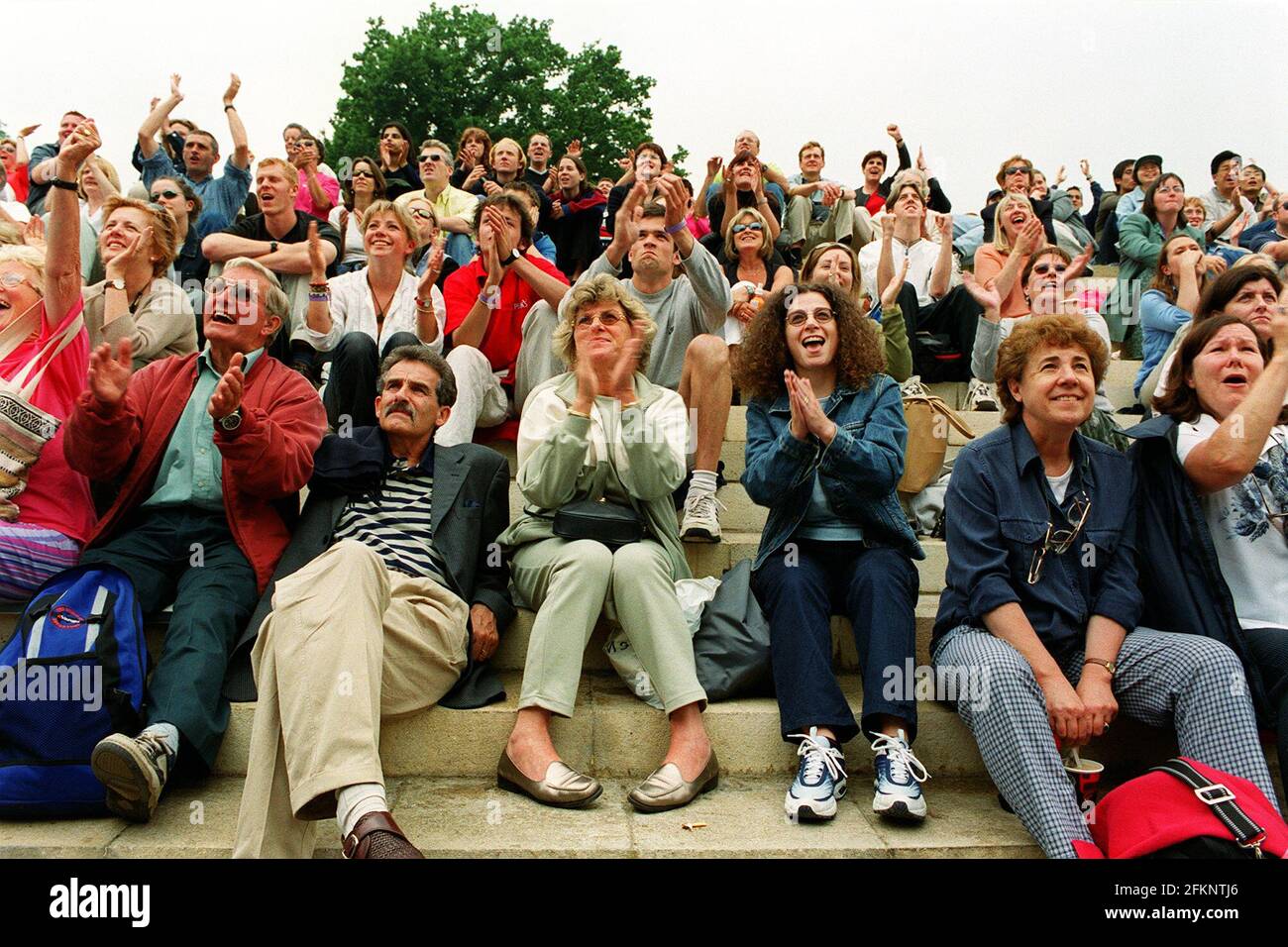 Wimbledon Crowd June 2000 watching tennis match on big screen Stock ...