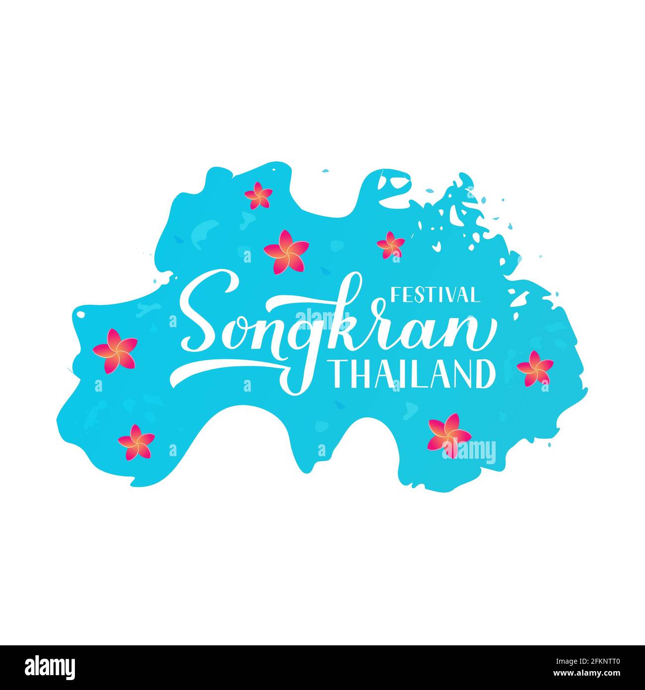Songkran festival calligraphy hand lettering with water splashes and ...