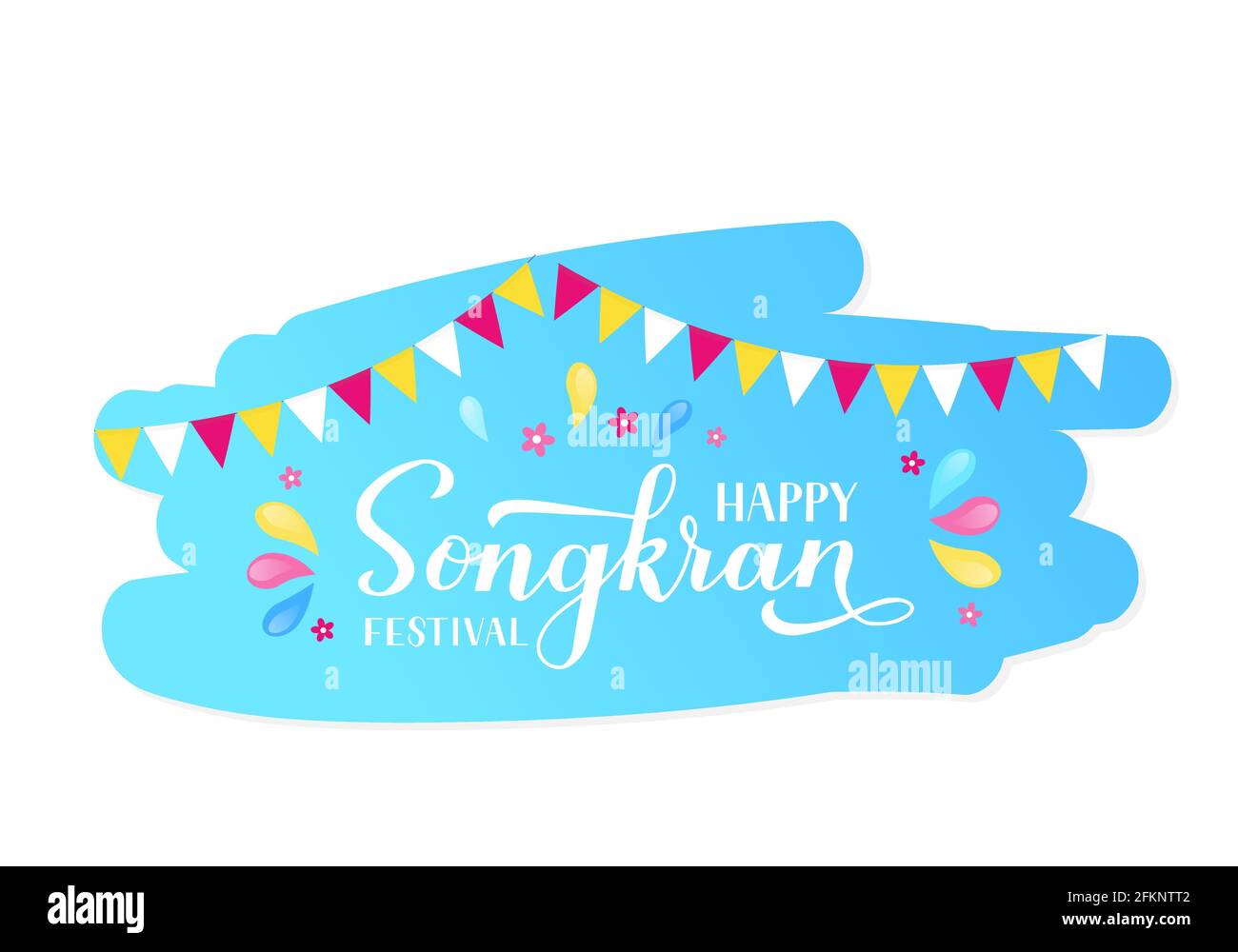 Happy Songkran festival calligraphy hand lettering with colorful water ...