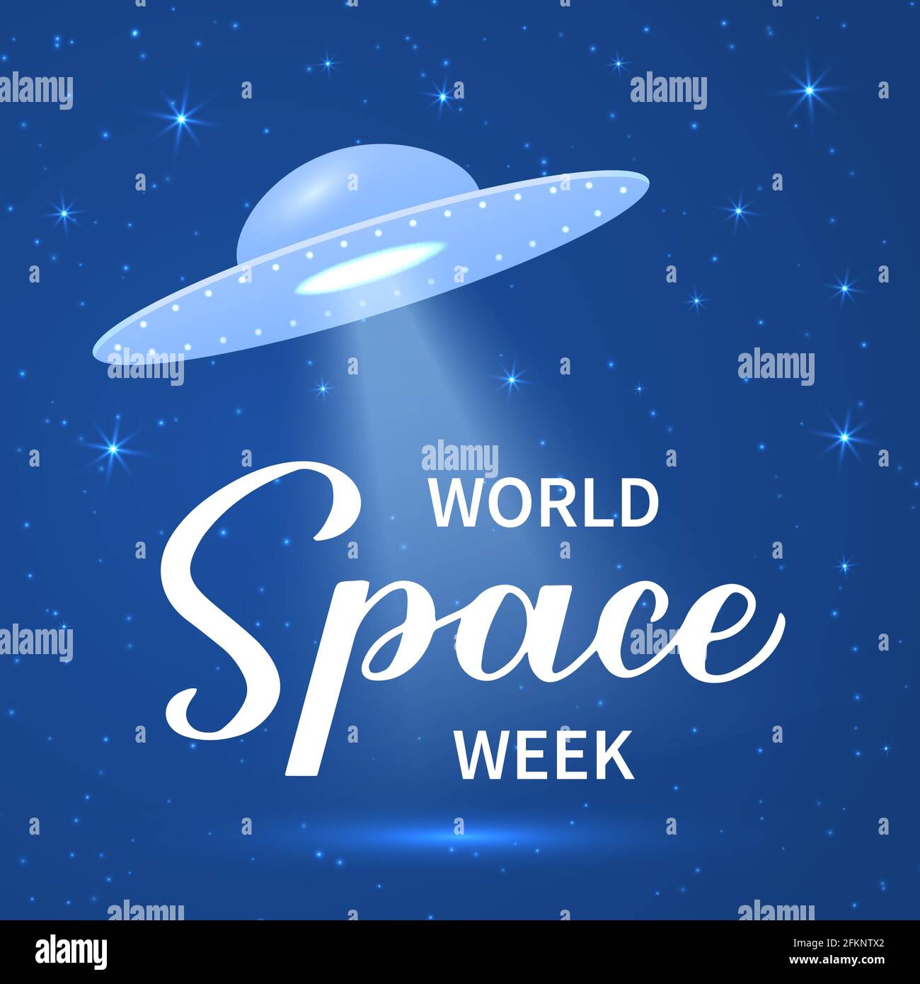 World Space Week calligraphy hand lettering. Annual holiday celebrated ...